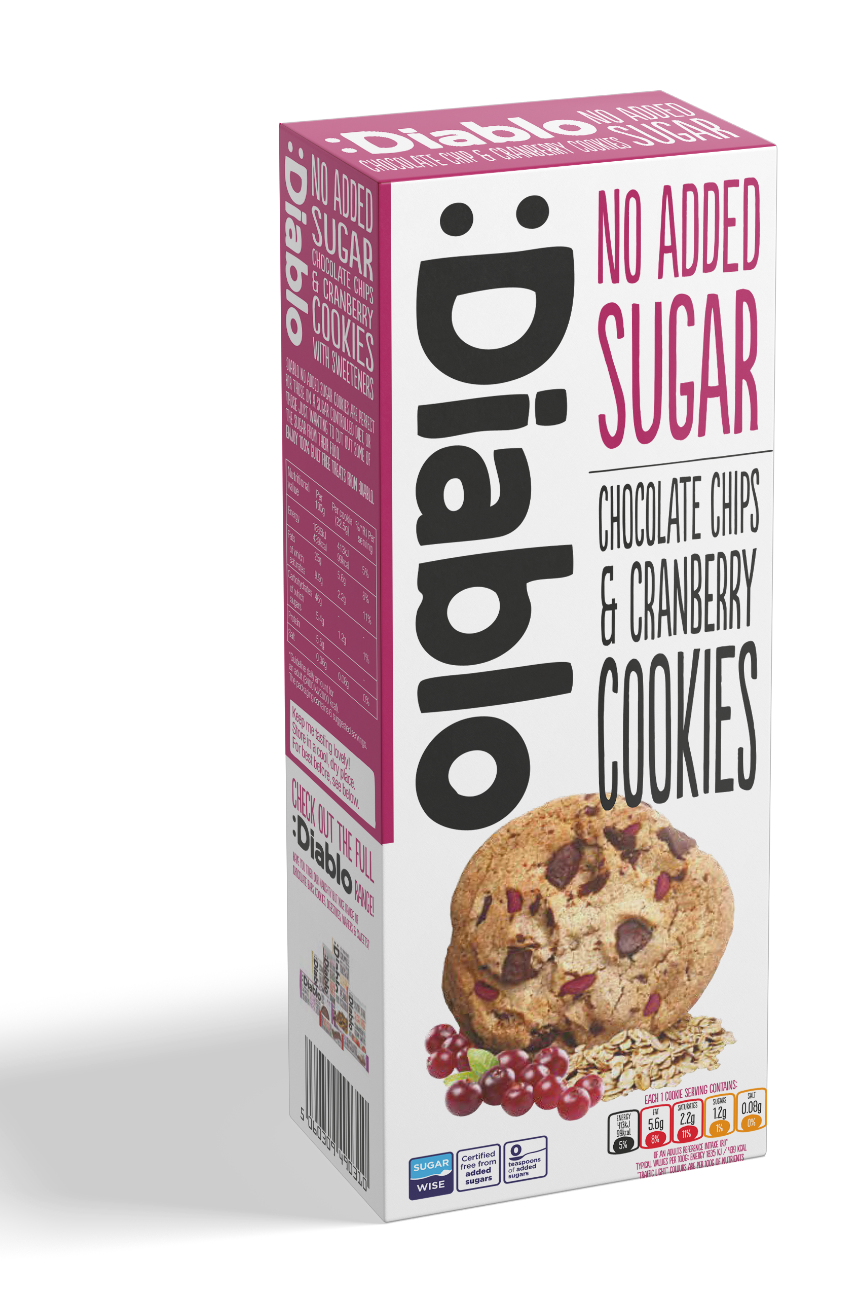 DIABLO NO ADDED SUGAR CHOCOLATE CHIPS & CRANBERRY COOKIES – diabloUSA